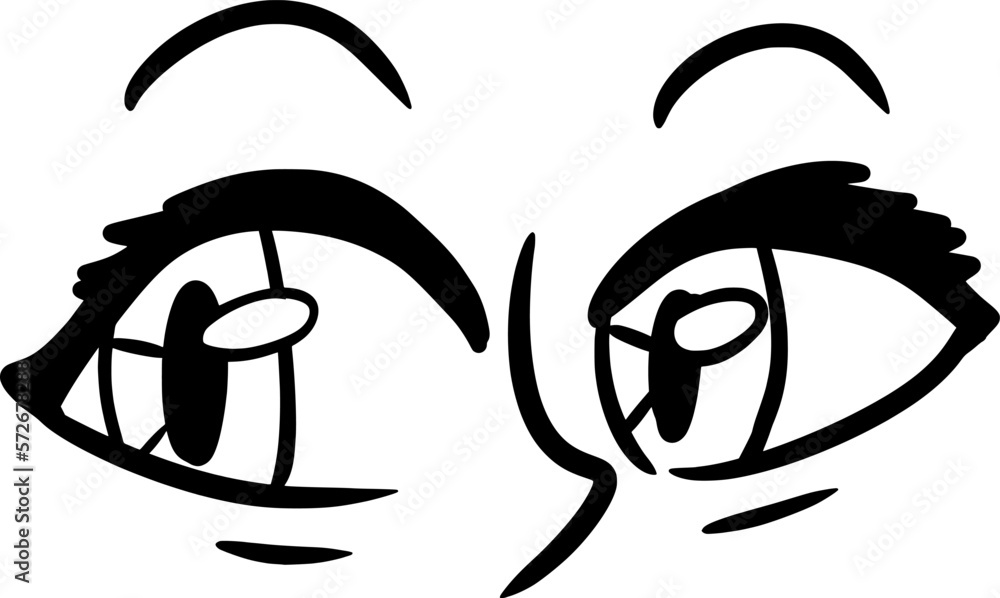 Vector drawing of human eyes with noses and eyebrows.Emotional ...