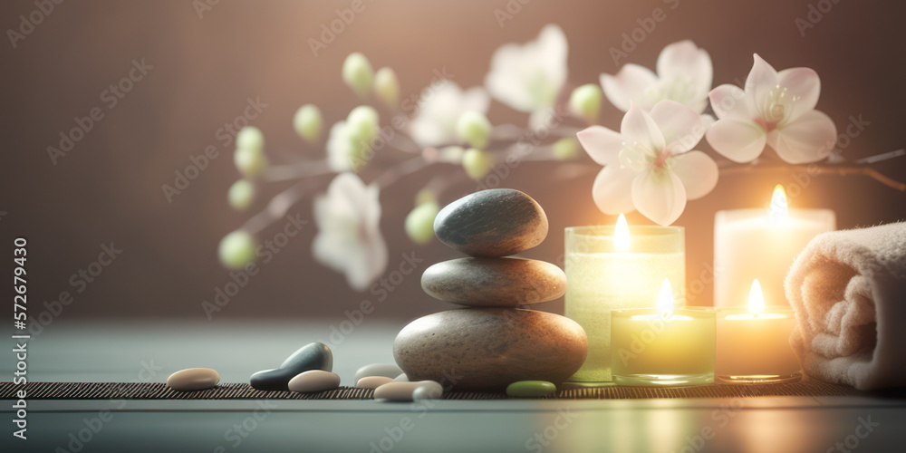 Concept Feng Shui. Zen spa relaxation. Ambiance salon de beauté et de ...