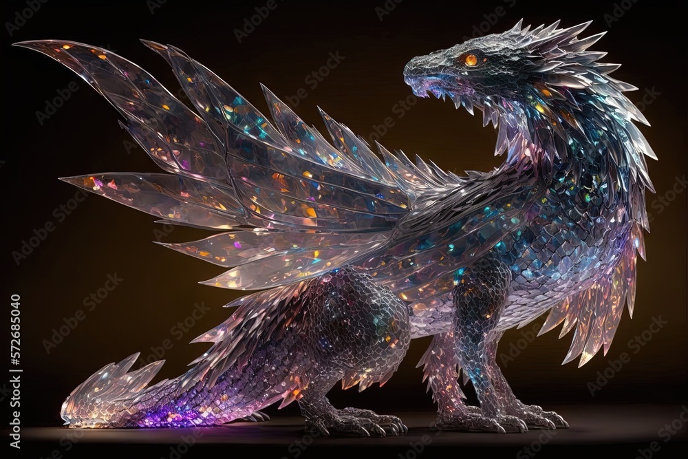 Giant, otherworldly creature made out of translucent crystal, with ...