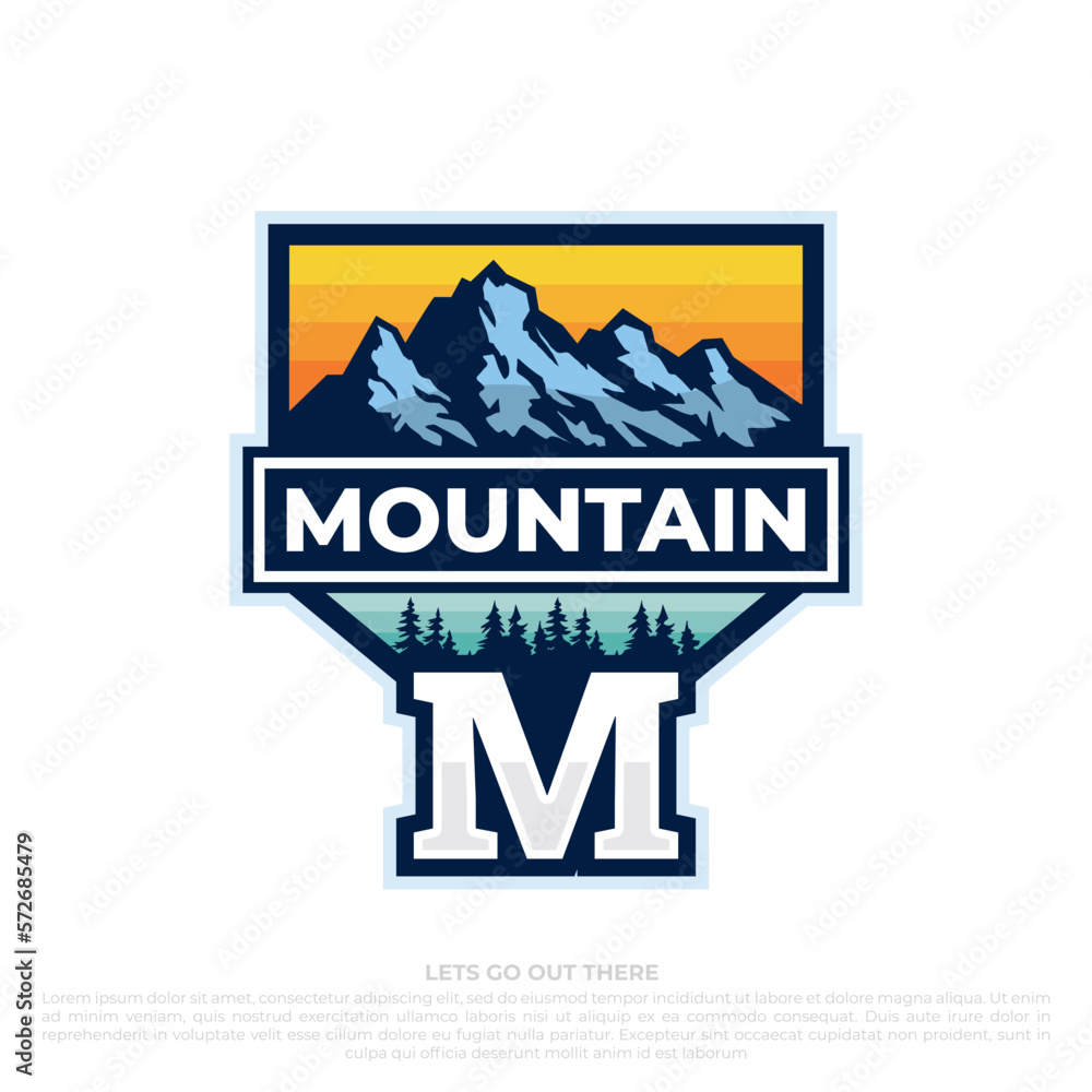 mountain travel emblems. Camping outdoor adventure emblems, badges and ...