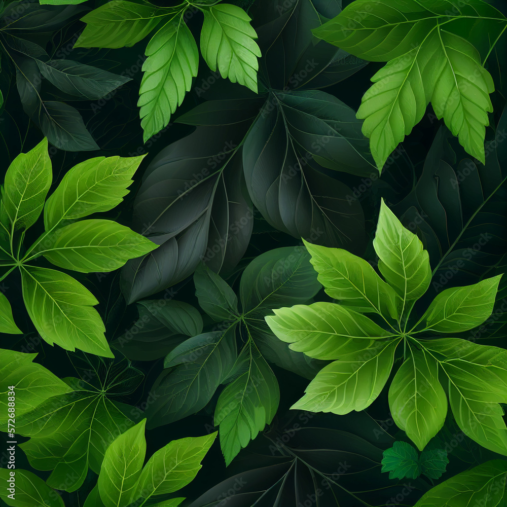 Vector seamless texture of tropical leaves. Summer template. Tropical ...