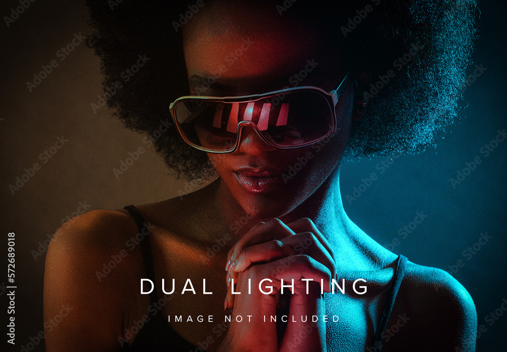 Dual Lighting Photo Effect Mockup Stock Template | Adobe Stock