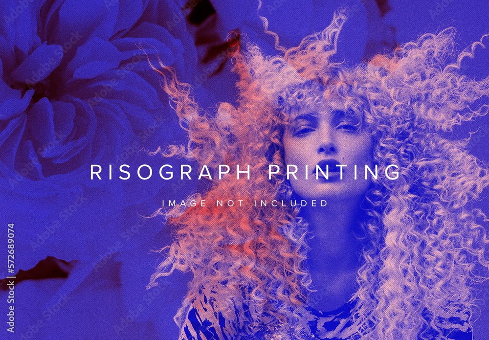 Risograph Printing Photo Effect Mockup Stock Template | Adobe Stock
