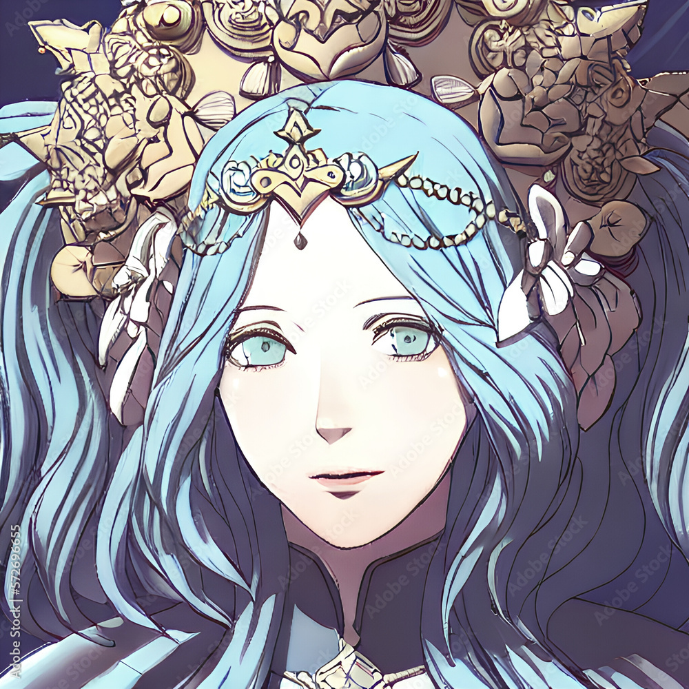 fictional character portrait design of a queen in anime manga style ...