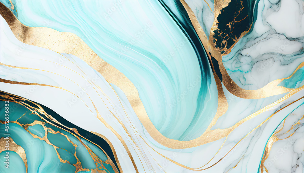 Abstract marble background. White turquoise green marbled texture with ...
