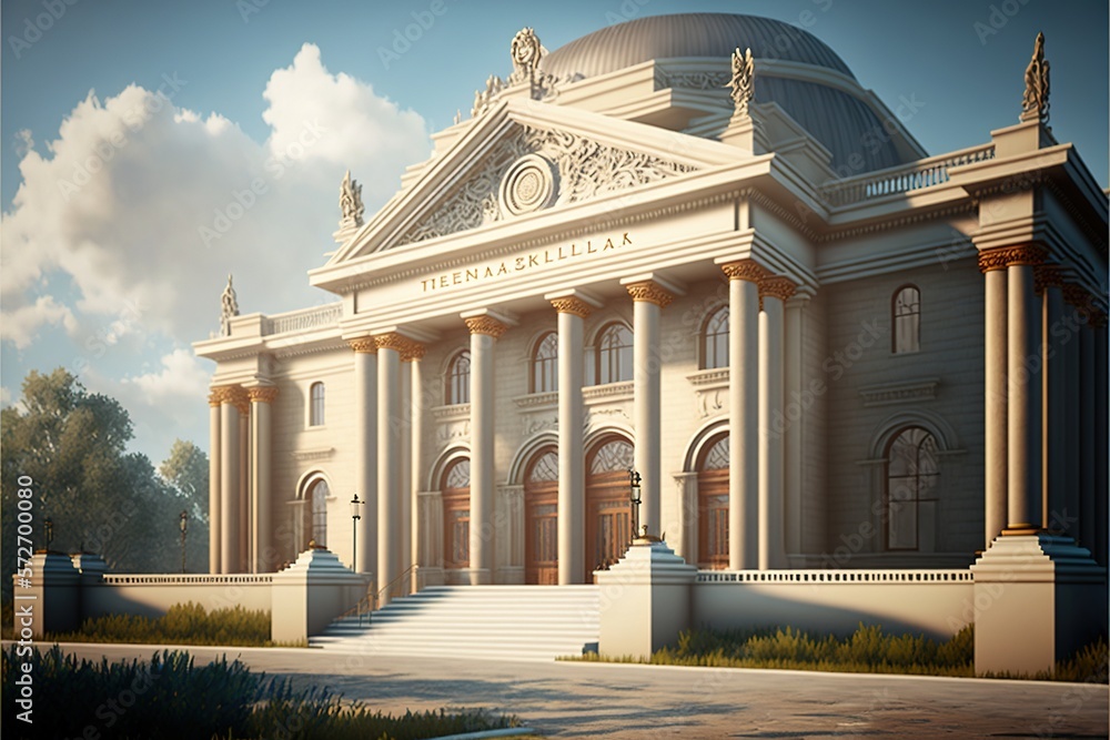 Beautiful building in retro style. The main entrance to the ...