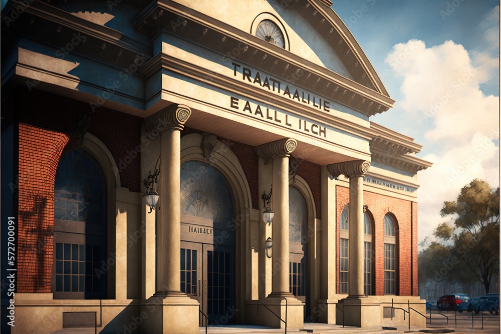 Beautiful building in retro style. The main entrance to the ...