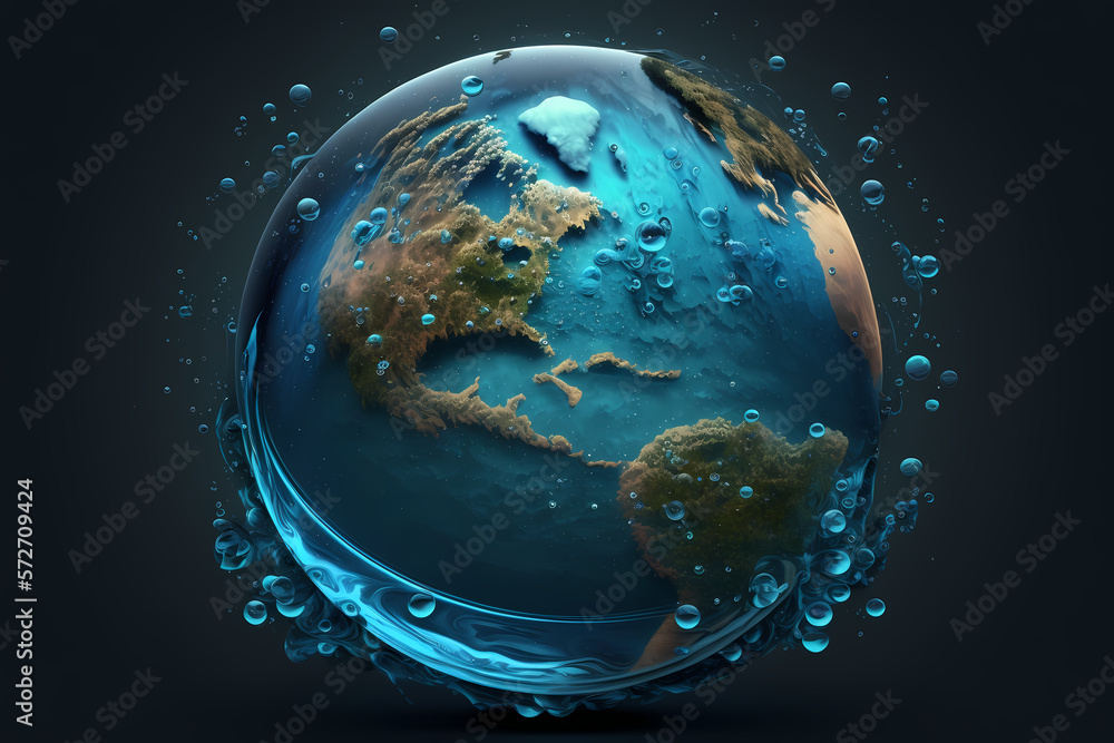 World water day. Globe Concept design for planet earth made of water ...