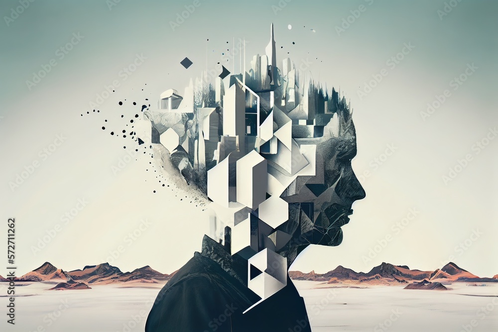 Generative AI illustration of a mind in flux, a surreal digital artwork ...