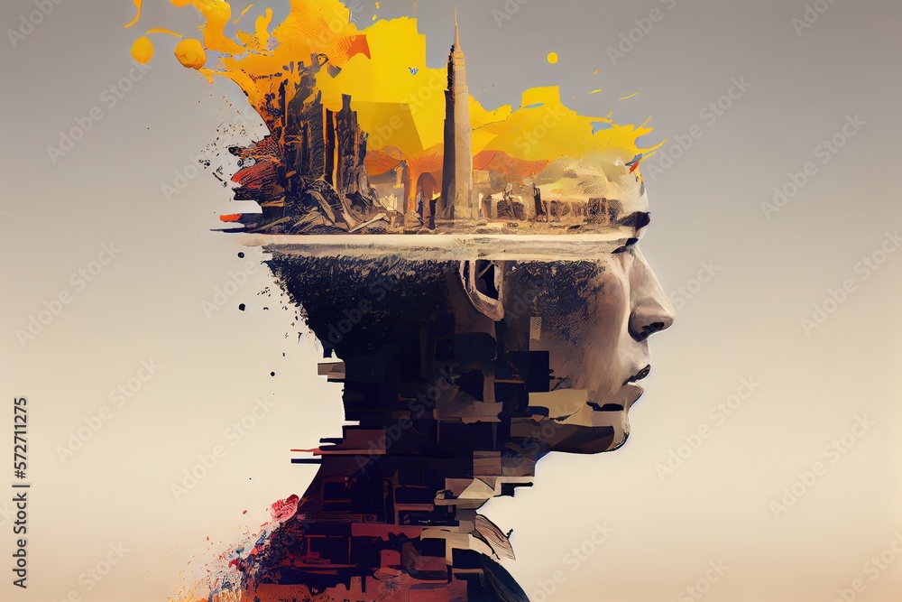 Generative AI illustration of a mind in flux, a surreal digital artwork ...