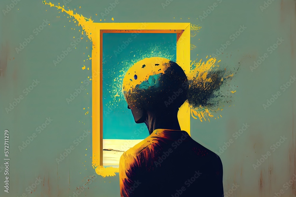 Generative AI illustration of a mind in flux, a surreal digital artwork ...