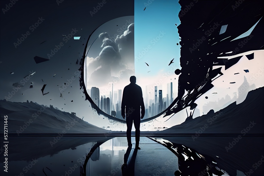 Generative AI illustration of a mind in flux, a surreal digital artwork ...