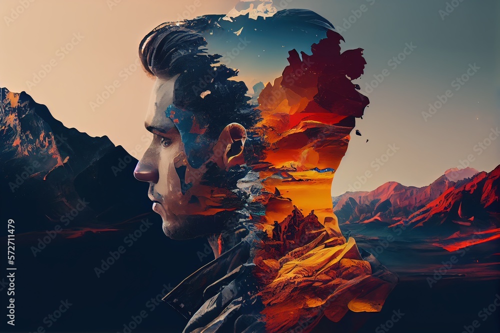 Generative AI illustration of a mind in flux, a surreal digital artwork ...