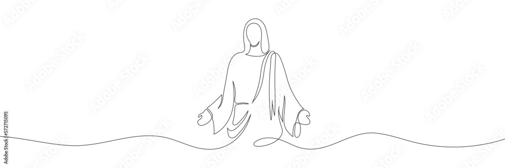 One continuous line drawing the minimal hand of Jesus Christ. Vector ...