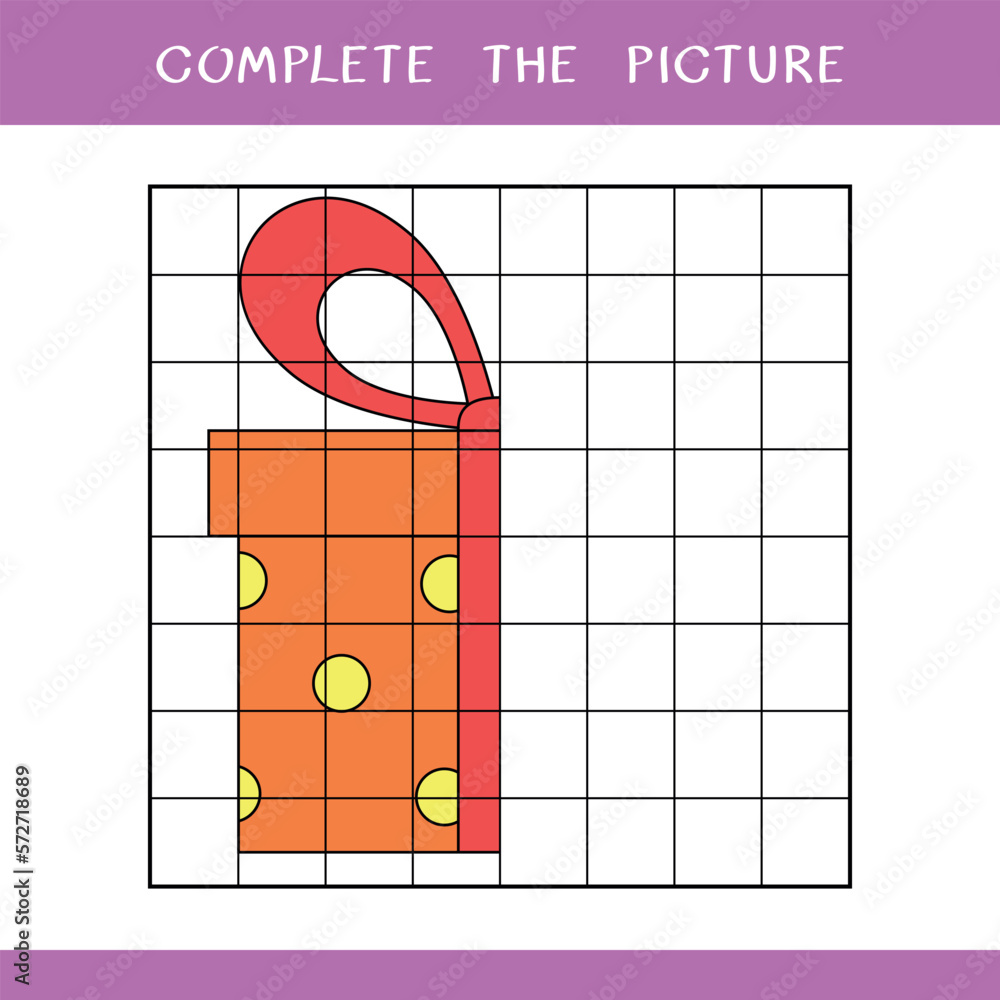 Complete the picture of gift box. Simple educational game for kids ...