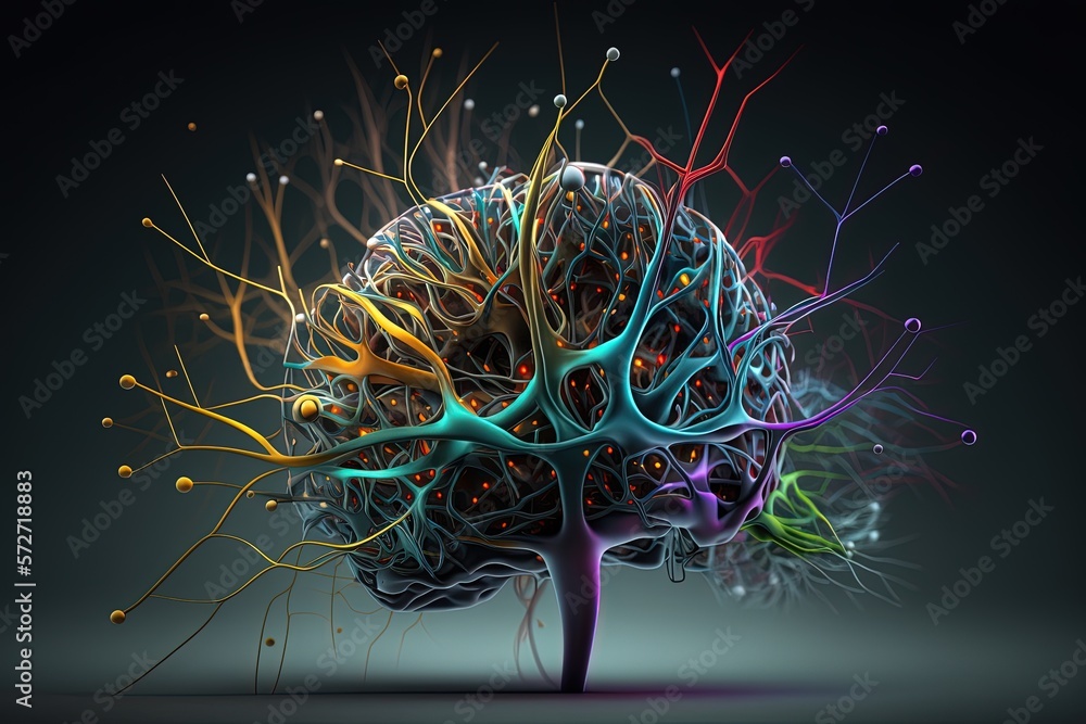 Brain neural network, neural network concept in activity, digital ...