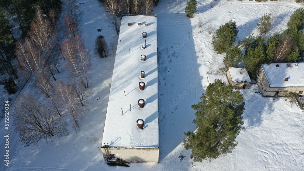 Ruins of an old farm. The buildings of the former Soviet collective ...