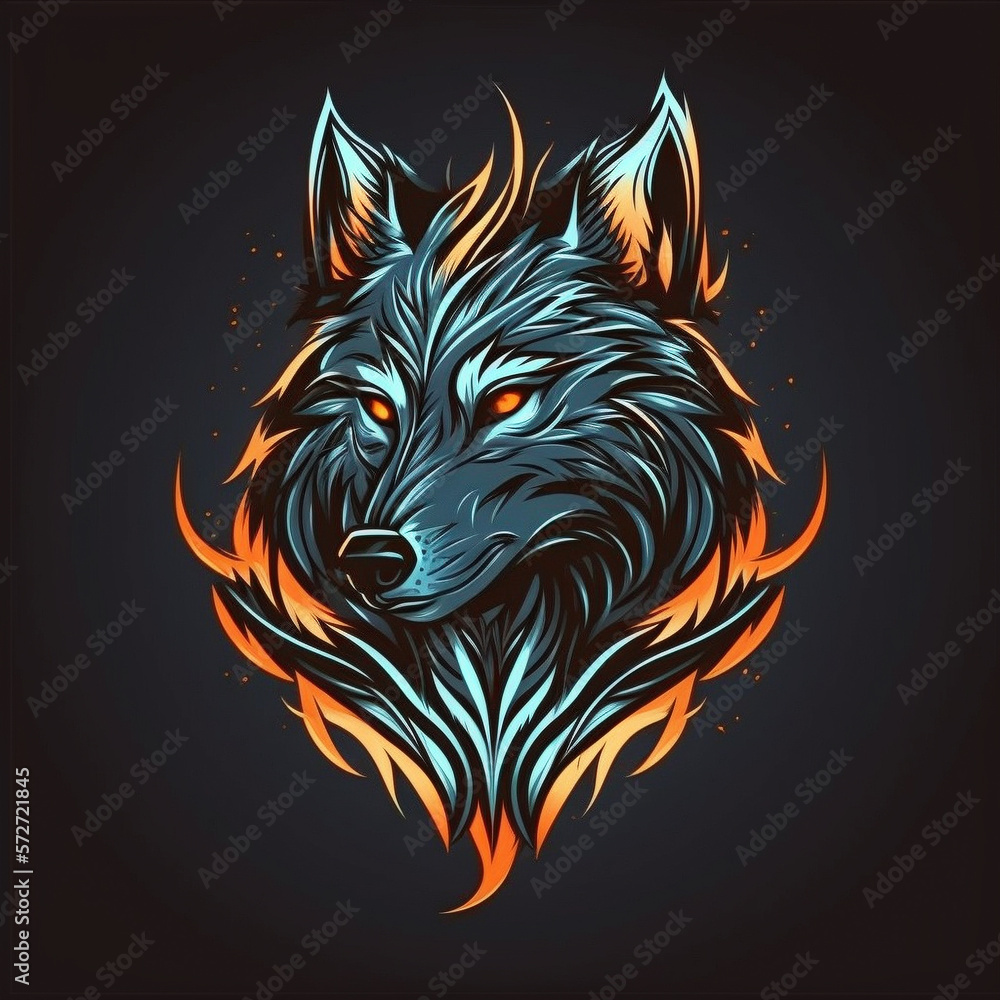 Wolf Logo Design, Wolf logo For Gaming | Generative Art Stock ...