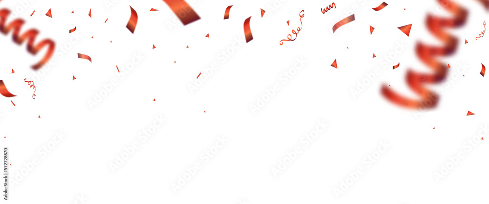 Red Gold confetti ribbons on transparent background. Celebration ...
