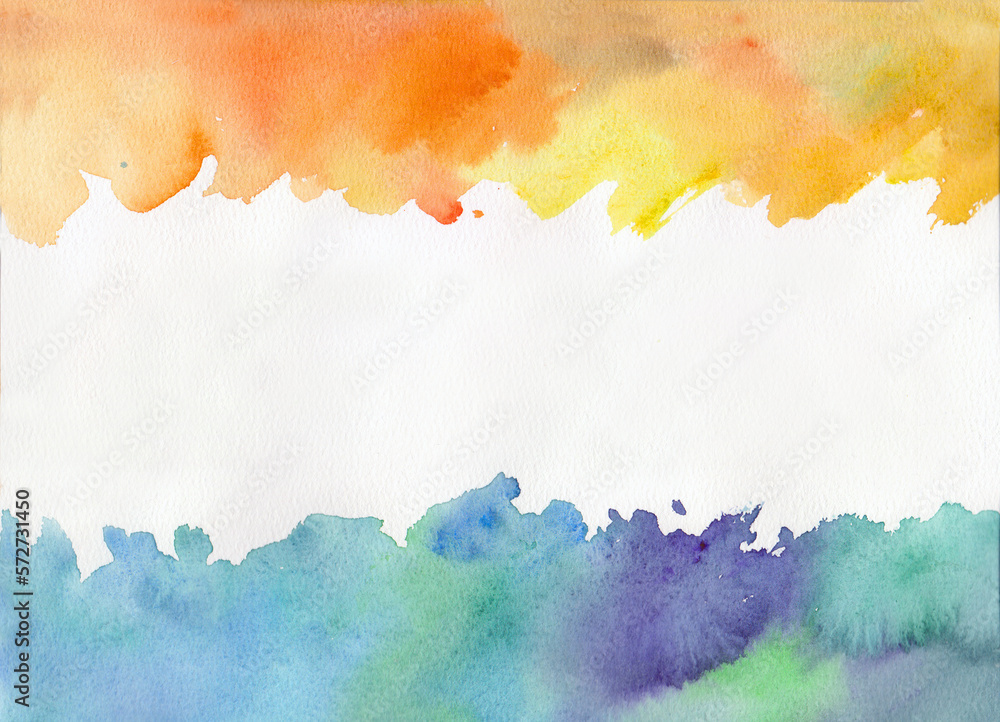 Textural white background in the center, warm and cold colors of ...