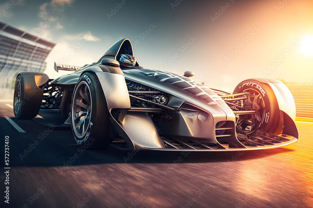 Fast Race car formula for competitions in motorsport on background of ...