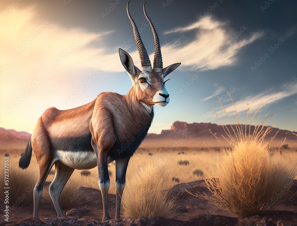 antelope in the sun, A wild animal Antelope, enjoy nature, Bright sky ...