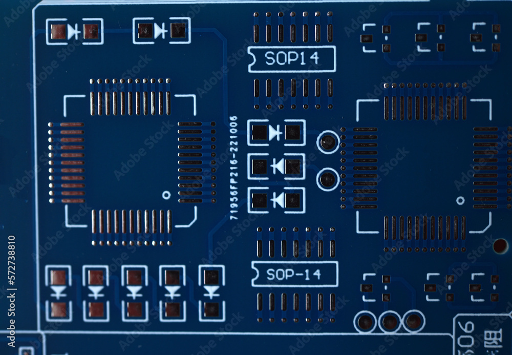 Blue microcontroller chip. A chip with a processor. A chip for ...