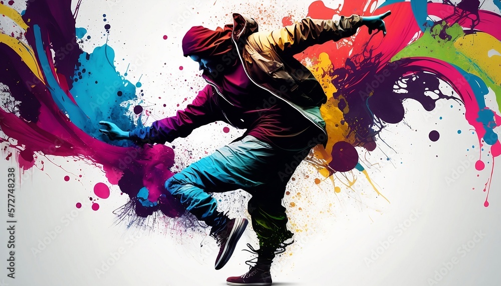 Colorful art of crazy hip hop dance 8k background, paint explosion ...