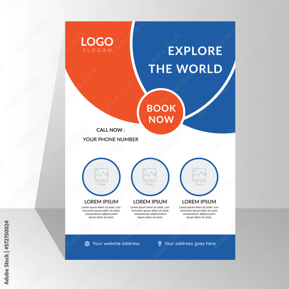 Modern clean corporate blue color travel flyer design for tourist ...