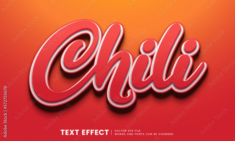 3d chili text effect. Editable fancy font style perfect for logotype ...