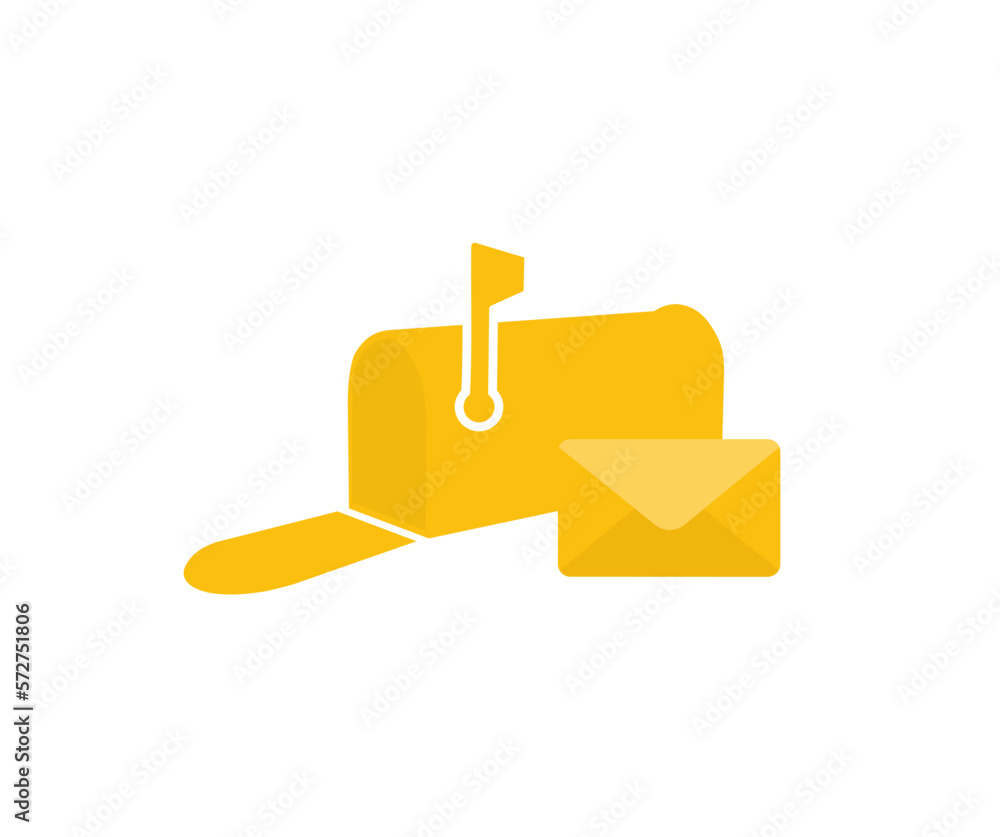 Open Mailbox with Letter outside logo design. Postal Service objects ...