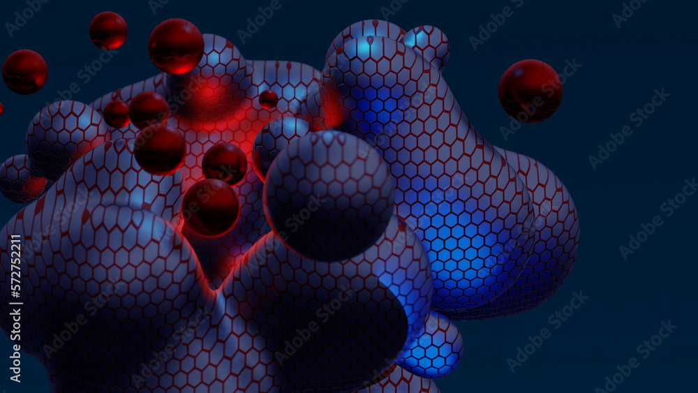 Abstract neon multicolored metaball with scale reptile texture meta ...