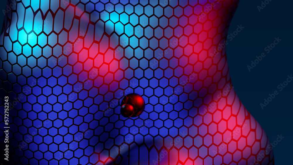 Abstract neon multicolored metaball with scale reptile texture meta ...