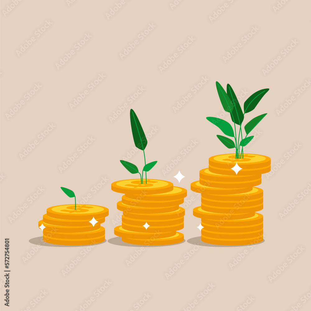 Money investment is growing with money plant for finance and business ...