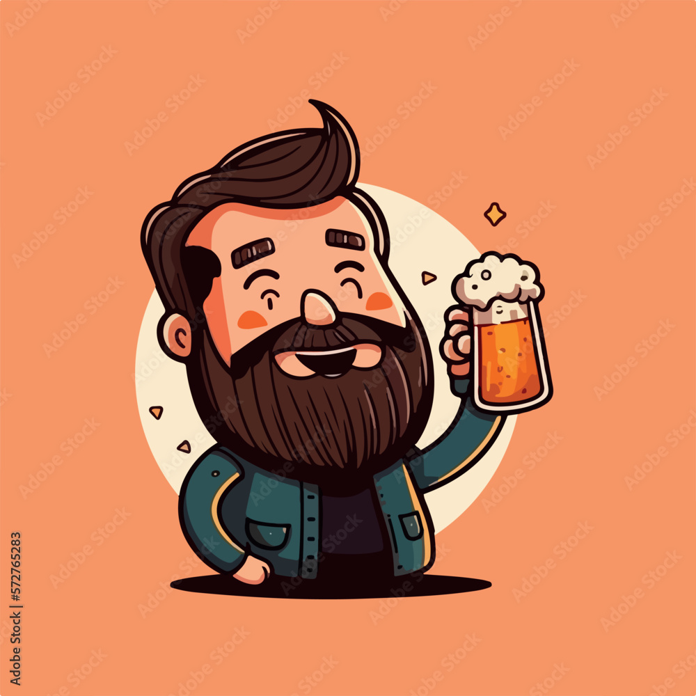 Happy man holding beer cartoon vector illustration Stock Vector | Adobe ...