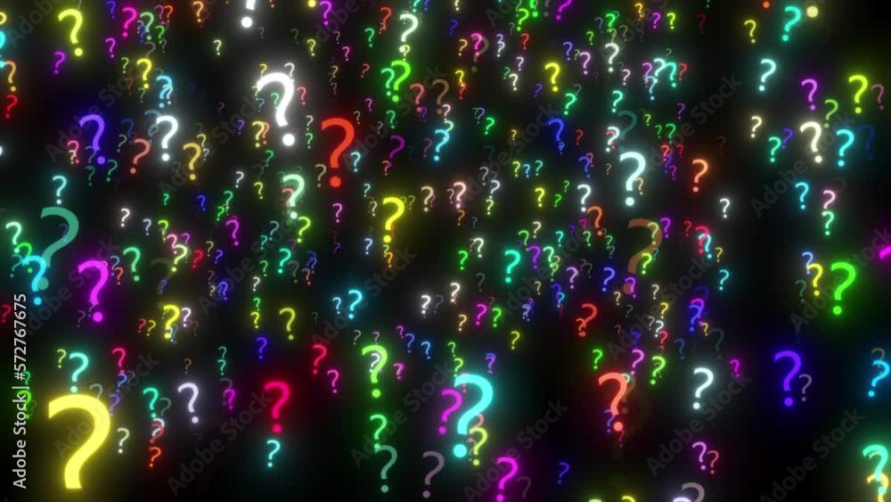 Question Mark Background. Flying Through Glowing Multiple Color ...