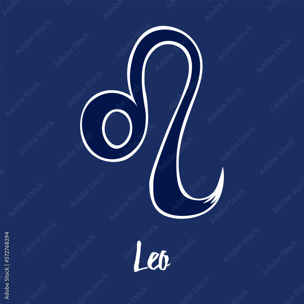 Hand drawn Zodiak signs. Blue Leo zodiac icons on a blue background ...