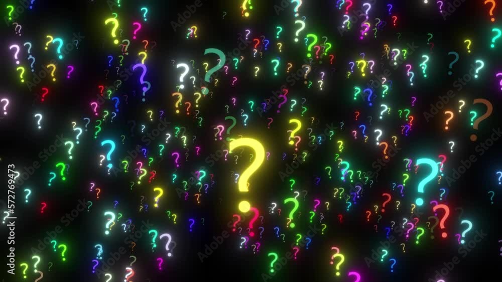 Question Mark Background. Flying Through Glowing Multiple Color ...