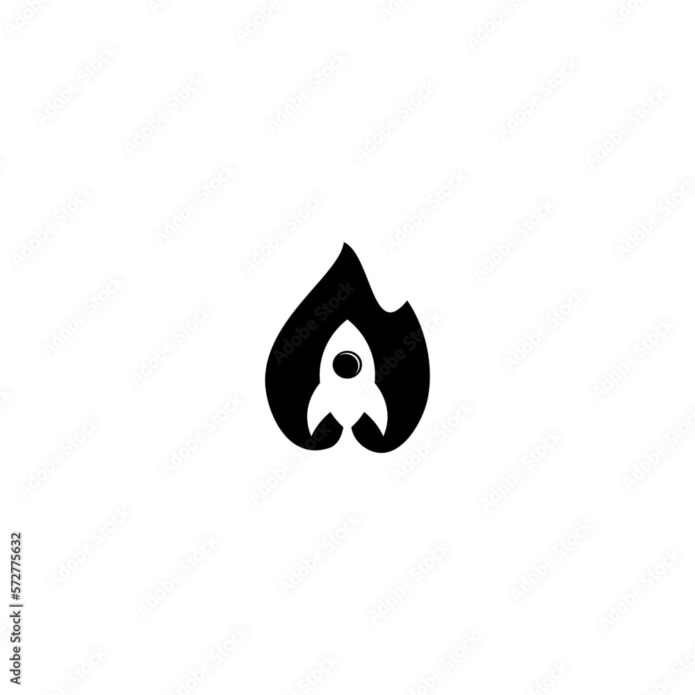 api roket, desain logo, vektor, ikon, ilustrasi, seni garis, siluet ...