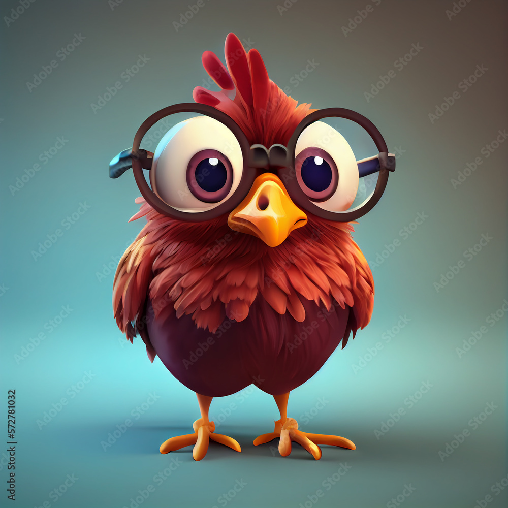 Cartoon Rooster animation. Generative AI Stock Illustration | Adobe Stock
