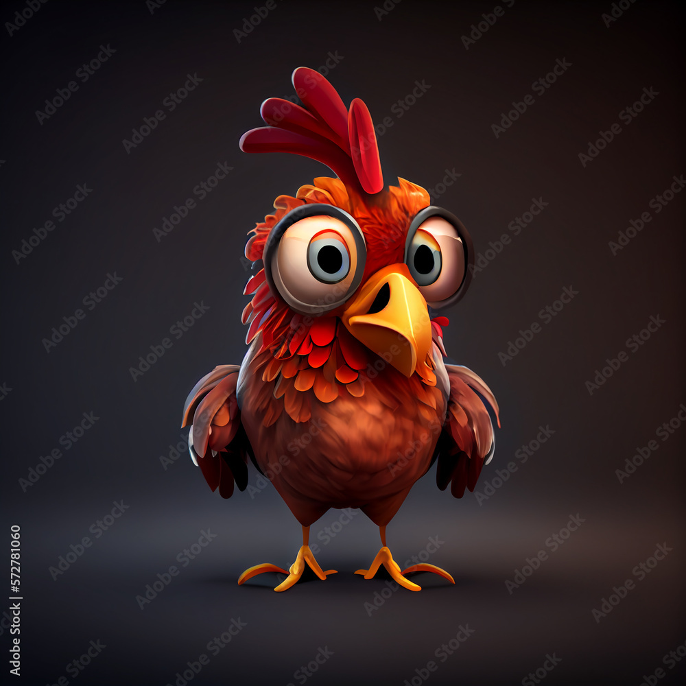 Cartoon Rooster animation. Generative AI Stock Illustration | Adobe Stock