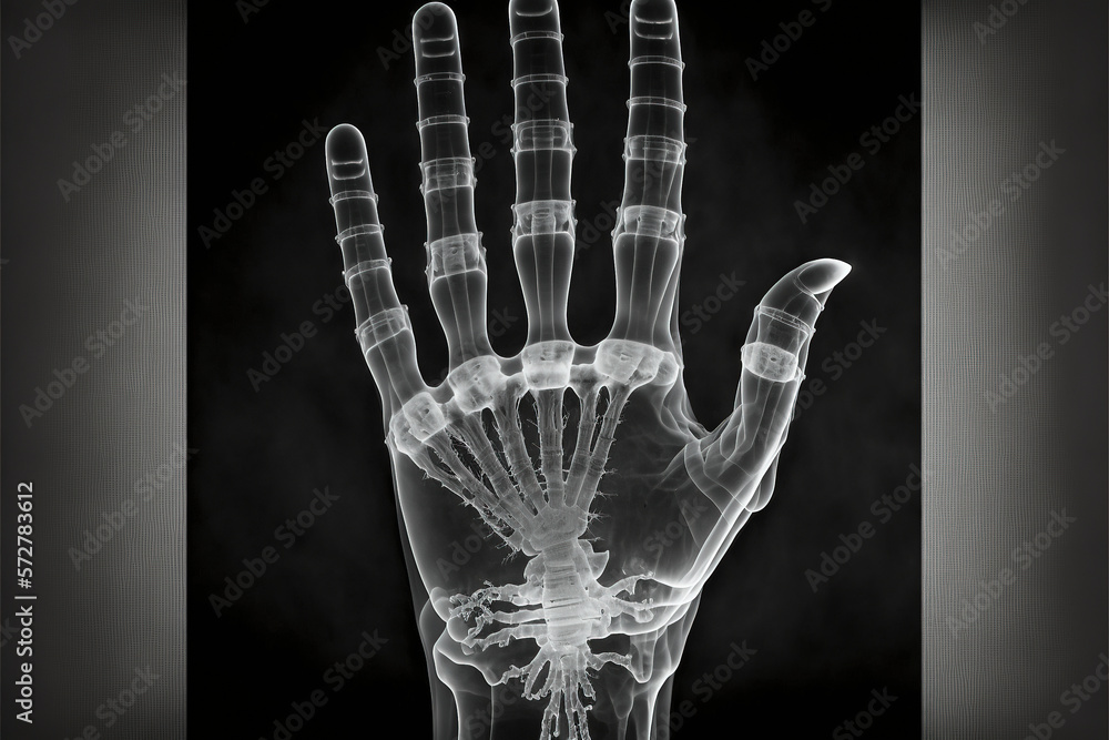 Hand x-ray style. X-ray of Raw whole hand. Creative Art abstract ...