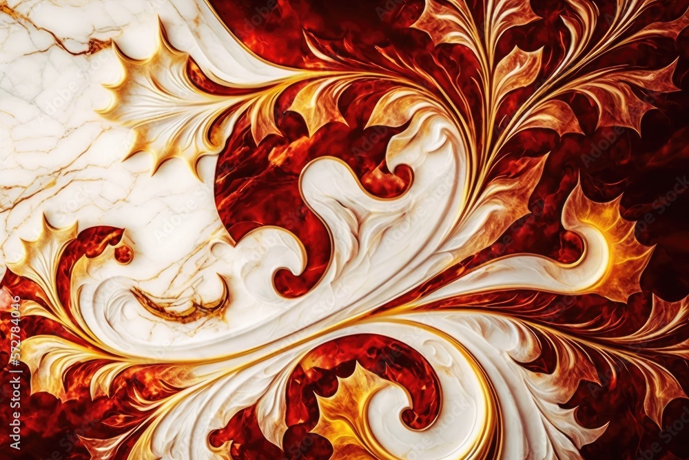 Red and gold marble texture Background - generative ai Stock ...