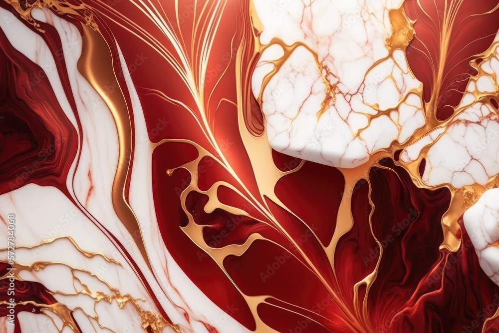 Red and gold marble texture Background - generative ai Stock ...