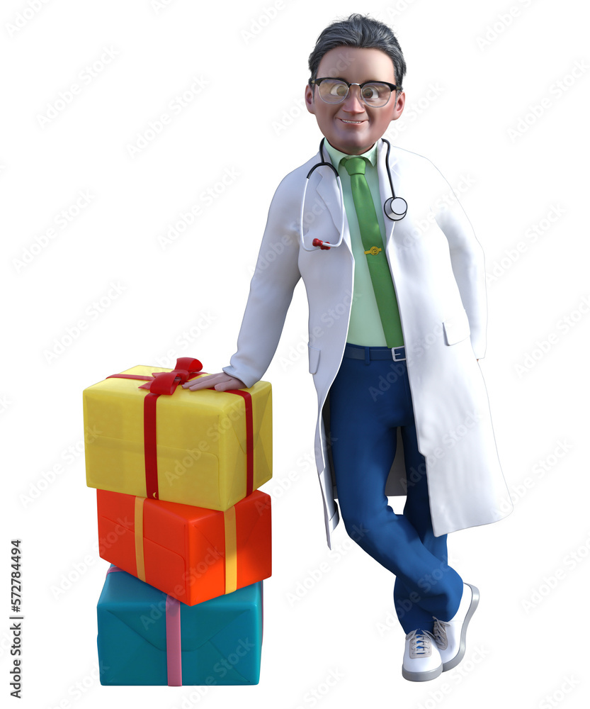 regali smart doctor cartoon character talking, wears white coat and ...