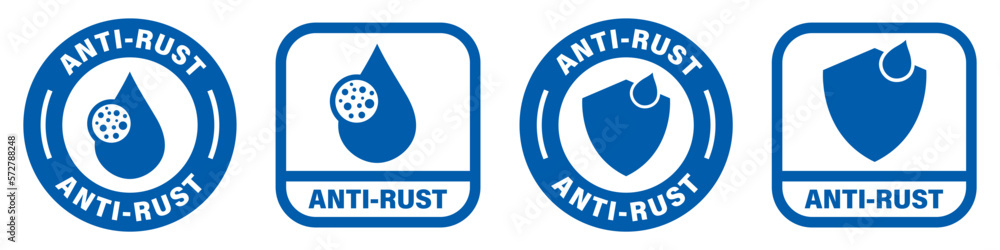 Anti-rust signs isolated on white. Vector labels for metal products ...