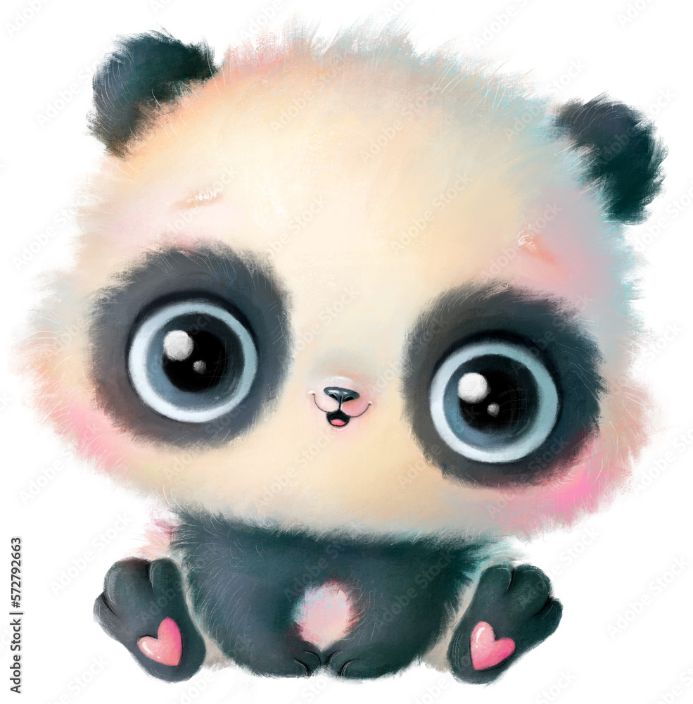 Illustration of a cute cartoon baby panda. Cute little animals ...