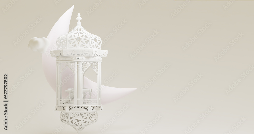 Islamic product display mock up on white pastel background. Podium ...