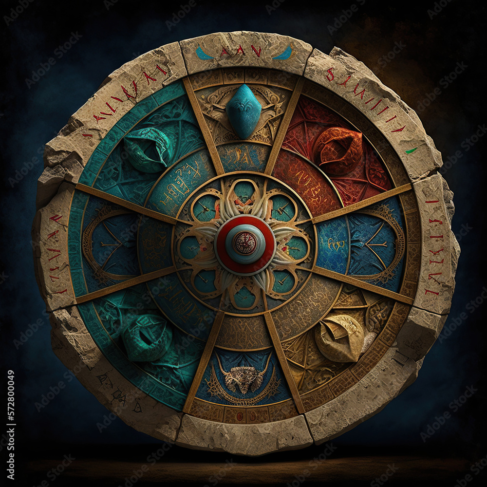 Wheel of samsara stone, concept of Cyclical Rebirth and Reincarnation ...