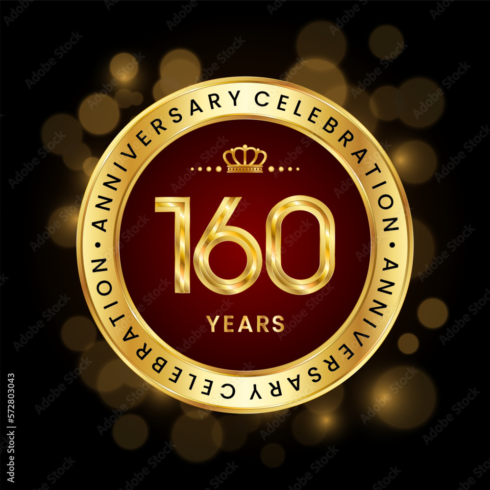 160th Anniversary Celebration. logo design with golden number and ring ...